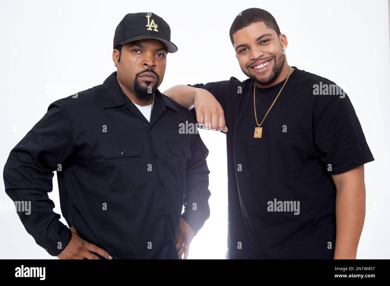 In this Sunday, August 2, 2015 photo, Ice Cube left, and son O' Shea ...