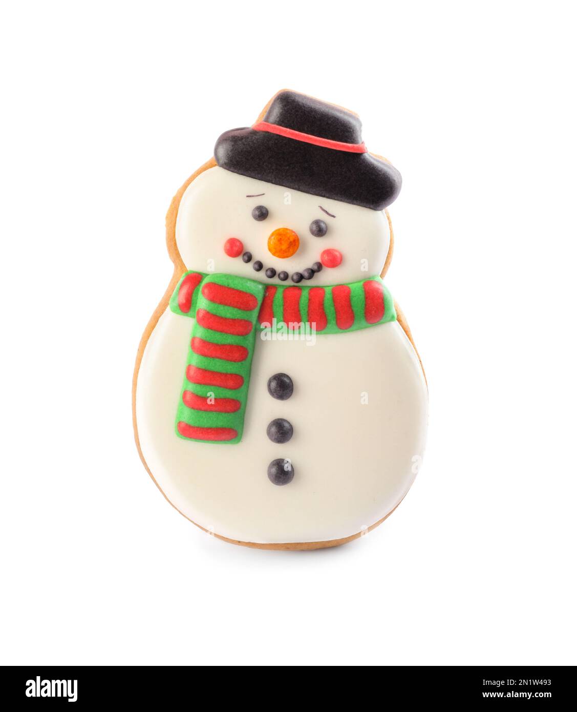 Snowman shaped Christmas cookie isolated on white Stock Photo - Alamy