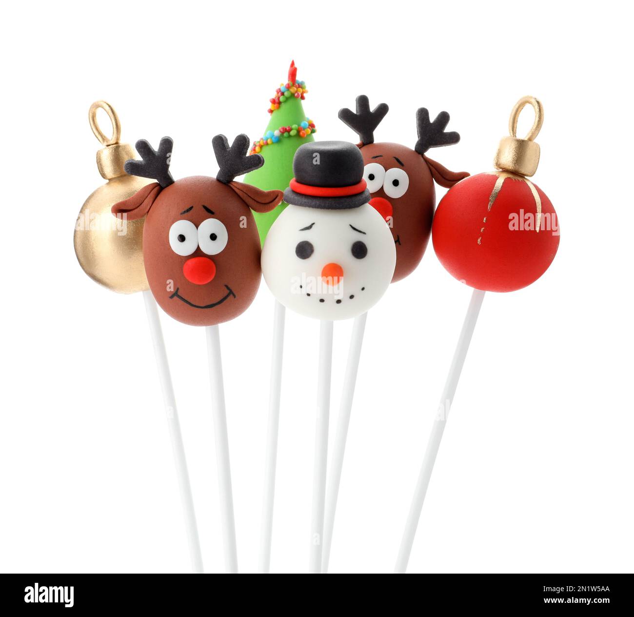 Delicious Christmas themed cake pops isolated on white Stock Photo - Alamy