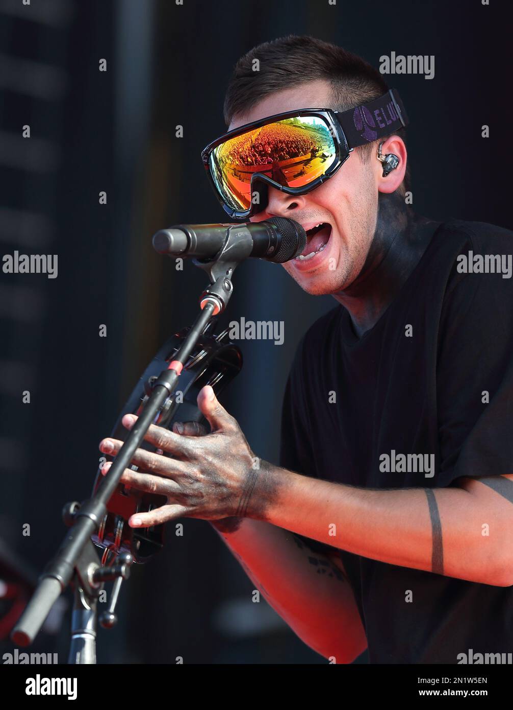 Tyler Joseph of Twenty One Pilots performs at the Lollapalooza Music ...