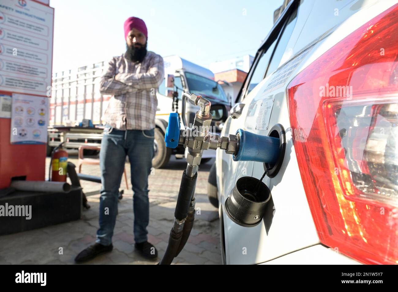 INDIA, Punjab, Think Gas CNG compressed natural gas fuel station ...