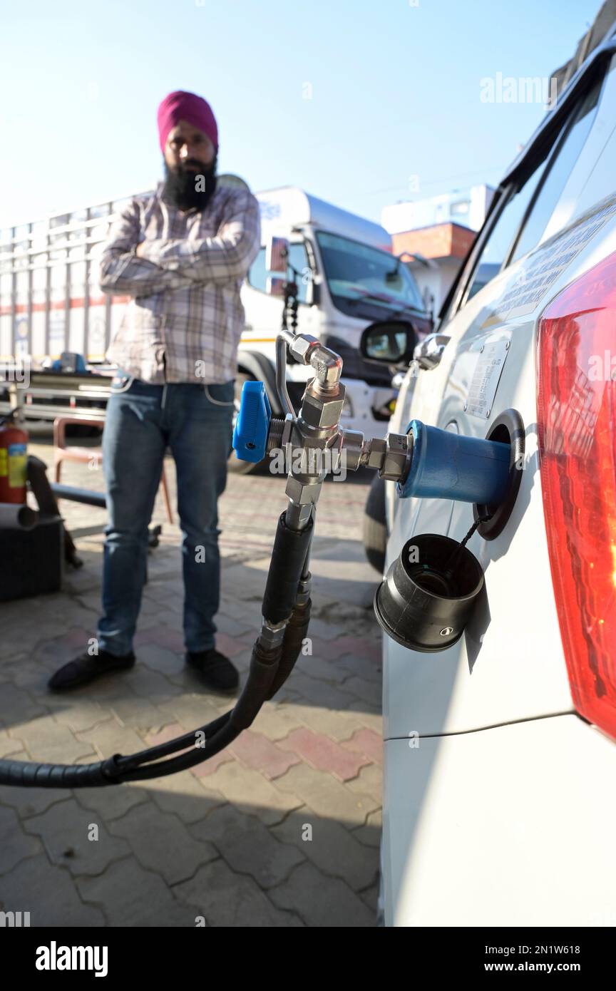 INDIA, Punjab, Think Gas CNG compressed natural gas fuel station ...