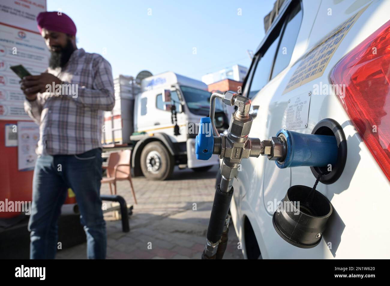 INDIA, Punjab, Think Gas CNG compressed natural gas fuel station ...