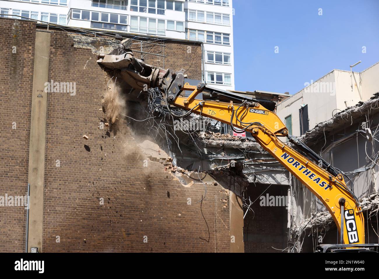Demolition of part of the Hilton Metropole in Brighton, East Sussex, UK ...