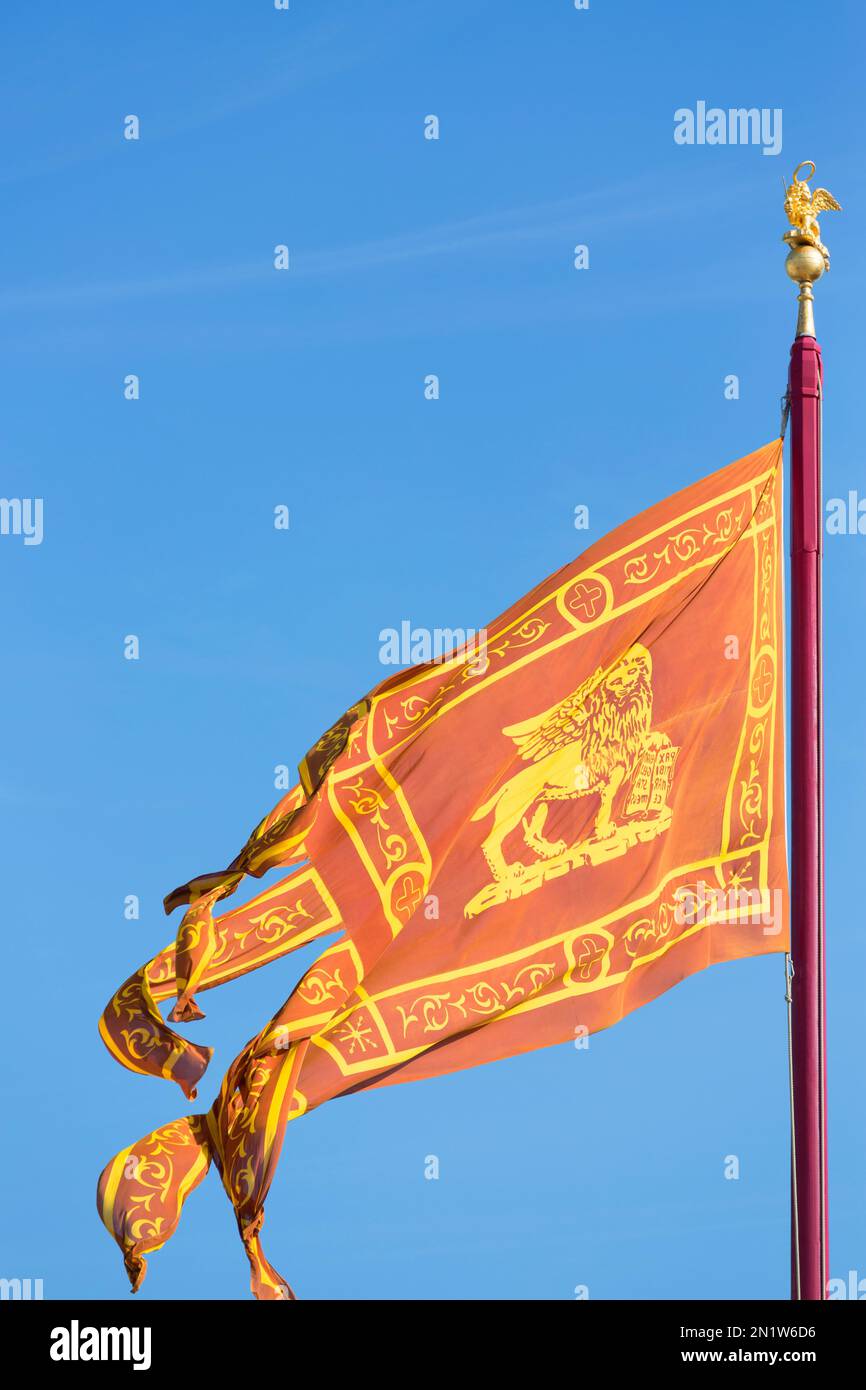 Italy, Venice, the Venetian flag Stock Photo - Alamy