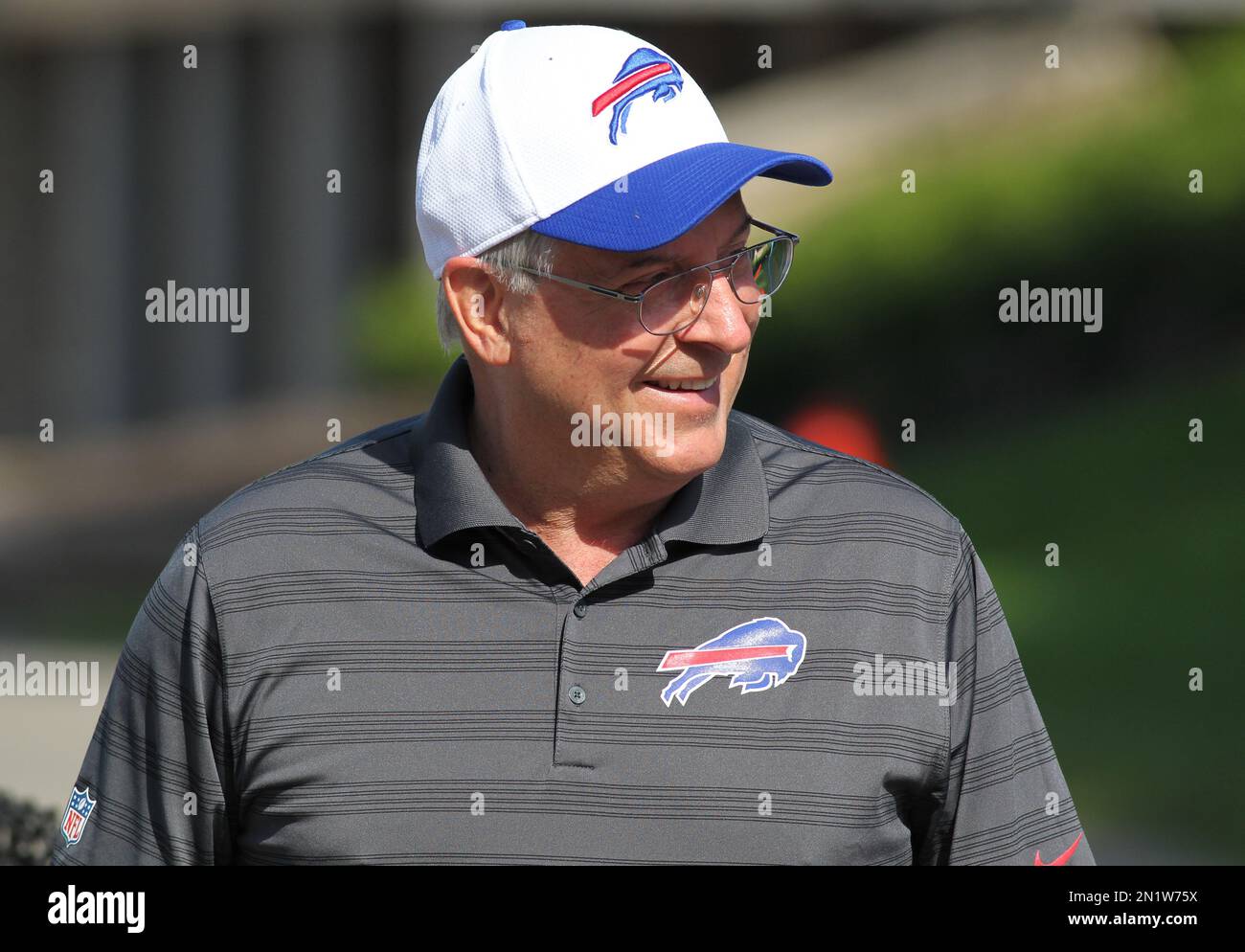 Buffalo Bills owner Terry Pegula walks to the field during NFL football ...