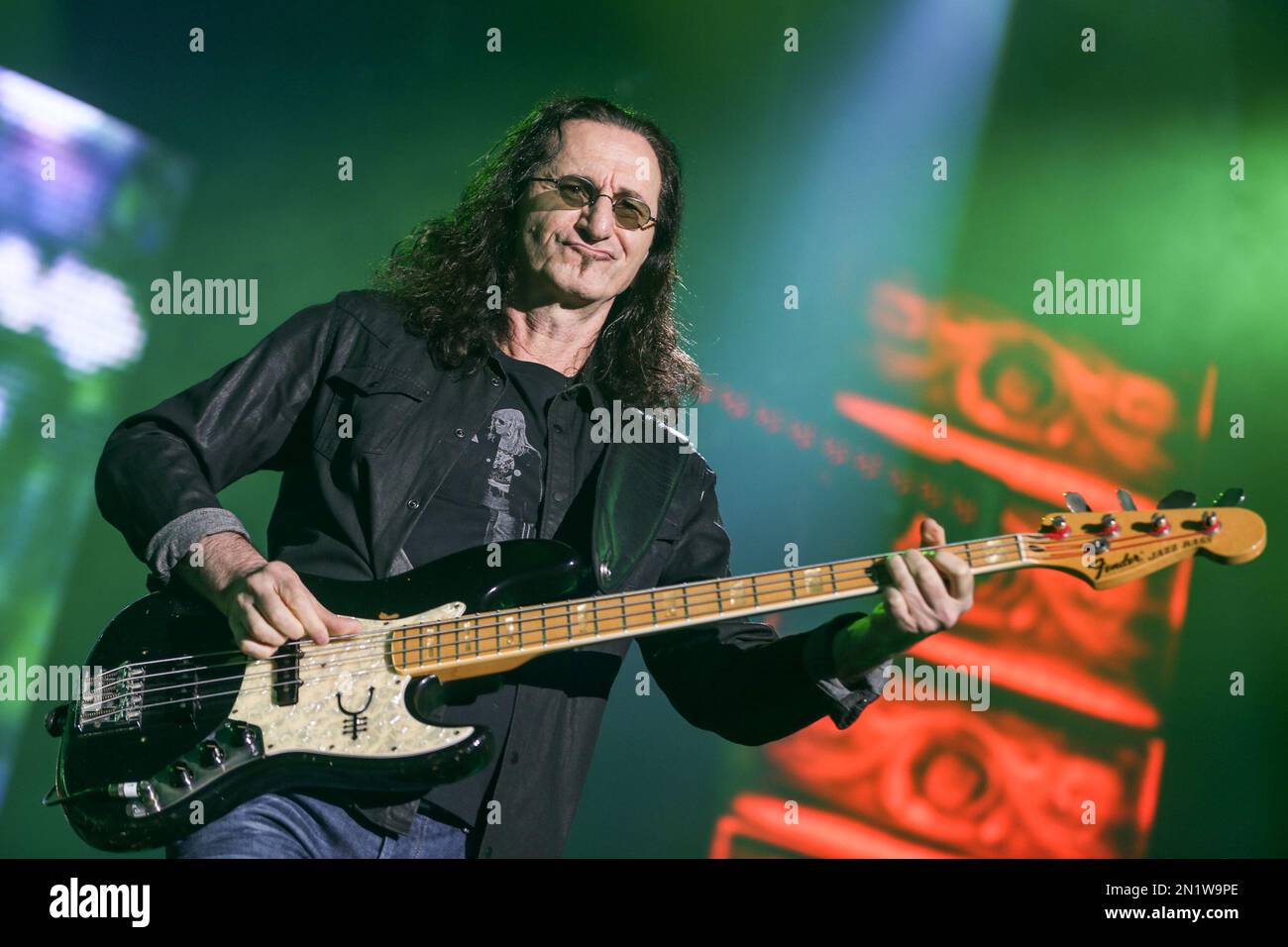 Geddy Lee of Rush performs during the final show of the R40 Tour at The ...