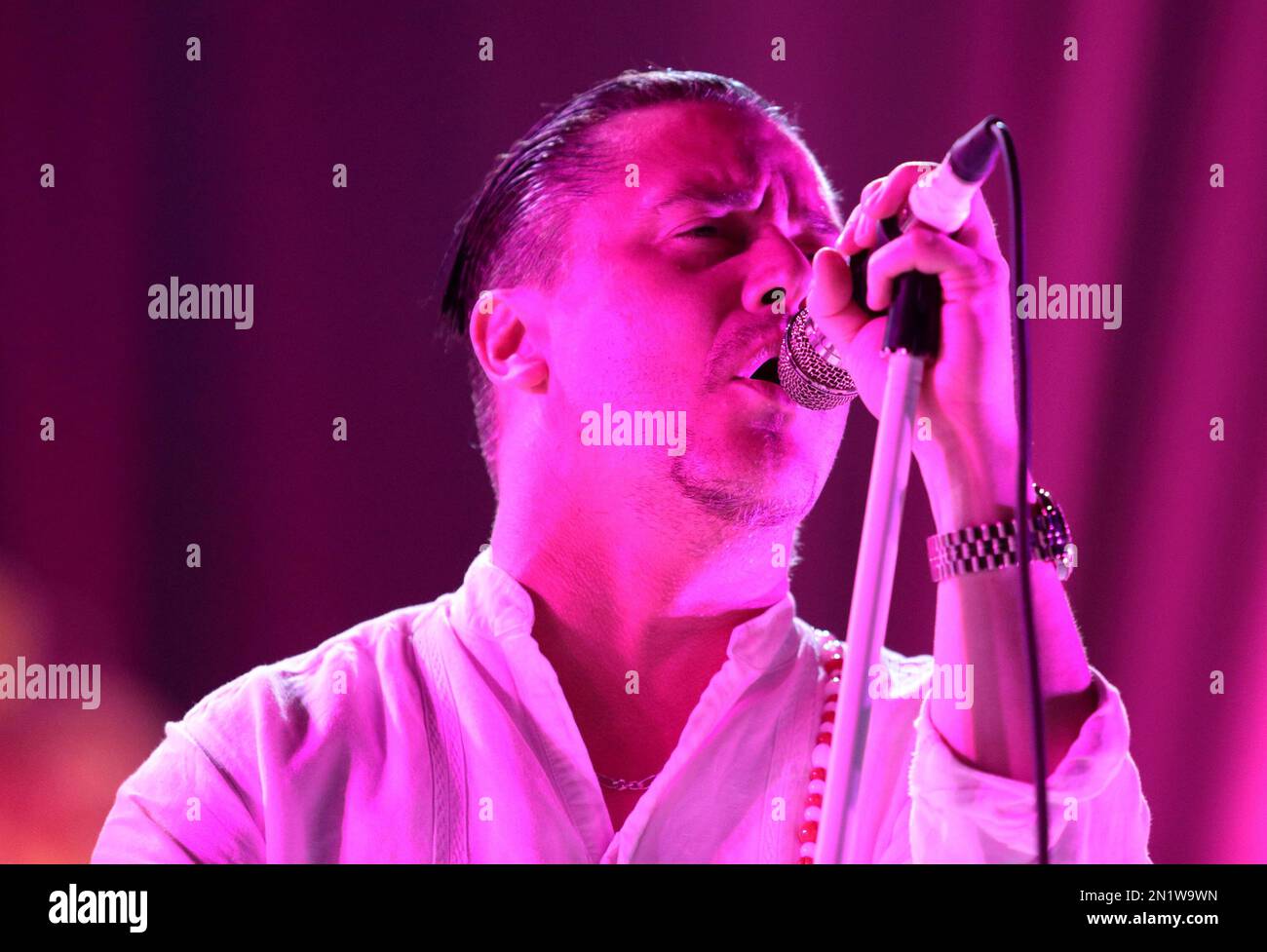 Mike Patton of the band Faith No More performs in concert during their ...