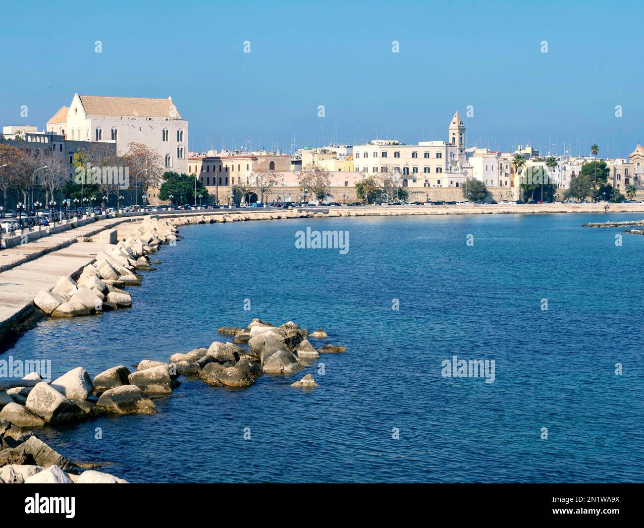 Waterfront of Lungomare Imperatore Augusto street in Bari, Italy, EU ...