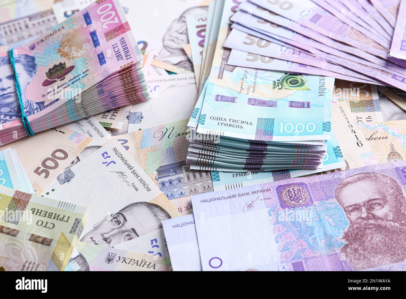 Closeup view of Ukrainian money as background. National currency Stock ...