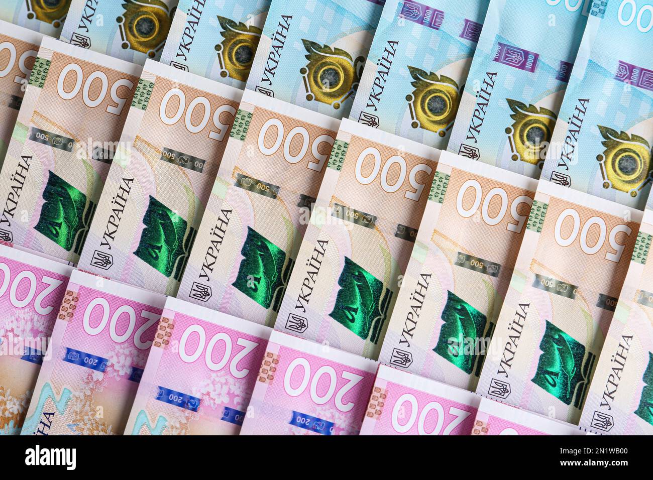 Closeup view of Ukrainian money as background. National currency Stock ...
