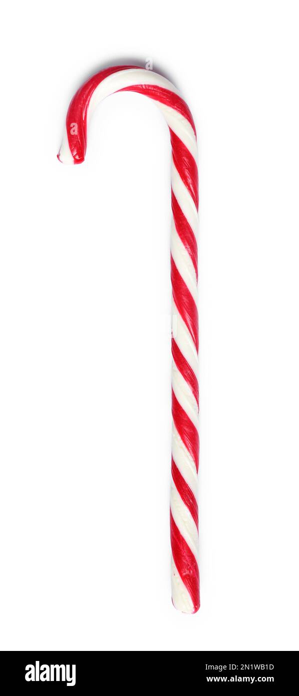 Sweet candy cane on white background, top view. Christmas treat Stock ...