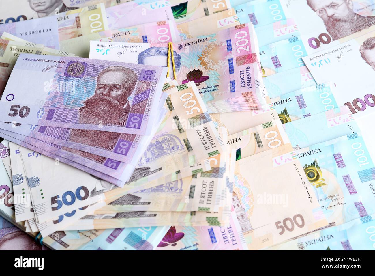 Closeup view of Ukrainian money as background. National currency Stock ...