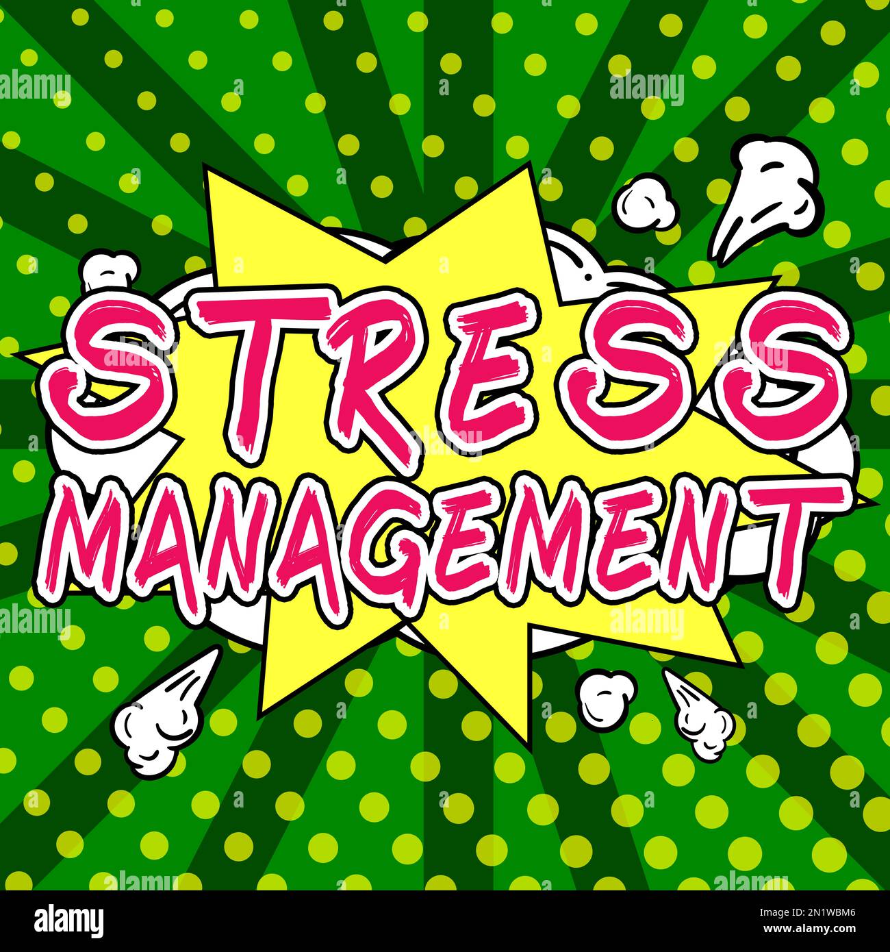 Text caption presenting Stress Management, Word for learning ways of ...