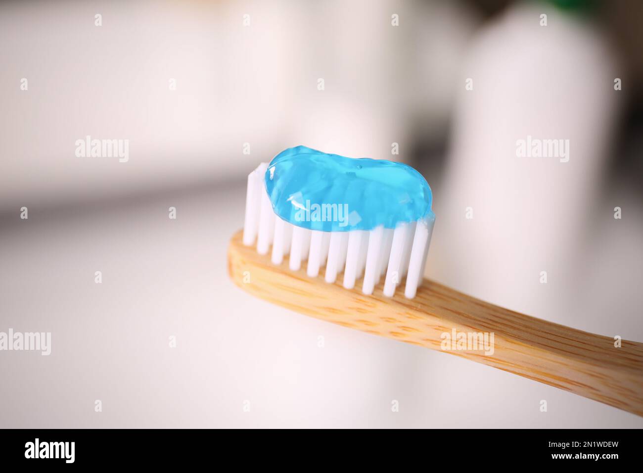 Toothpaste on toothbrush detail hi-res stock photography and images - Alamy