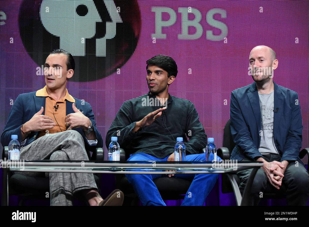 Executive producer Rebecca Eaton, from left, actors Henry Lloyd-Hughes ...