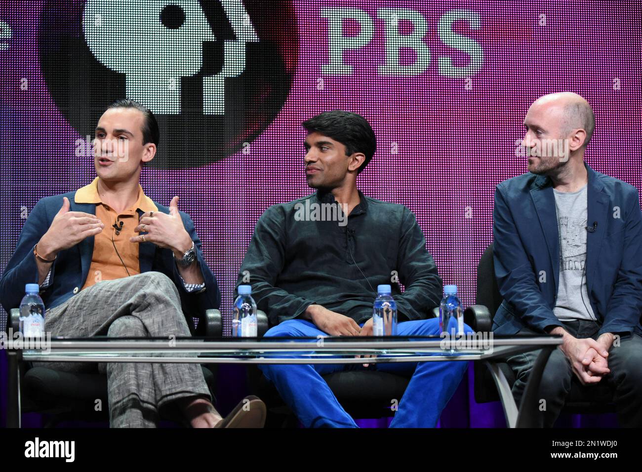 Executive producer Rebecca Eaton, from left, actors Henry Lloyd-Hughes ...