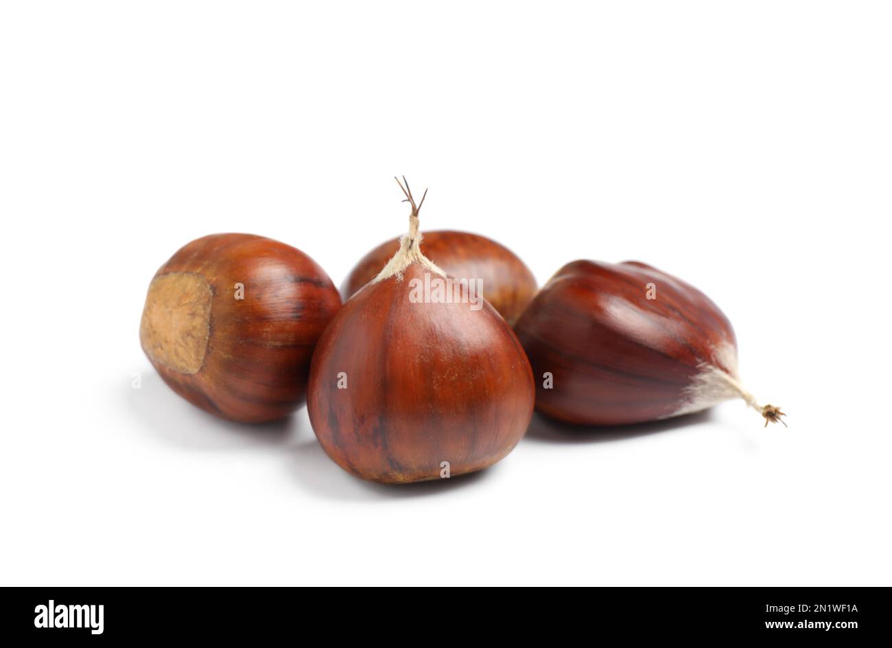 Fresh sweet edible chestnuts on white background Stock Photo - Alamy