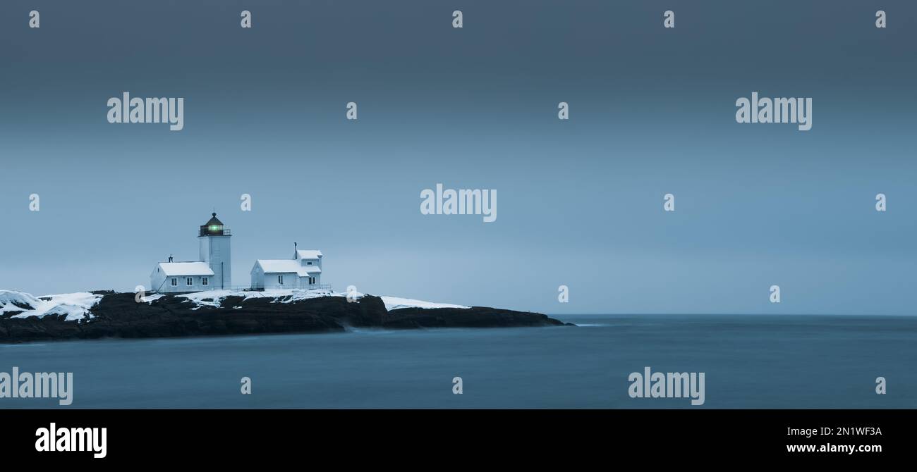 Moody Langoytangen Lighthouse, Langesund, South Coast line of Norway ...