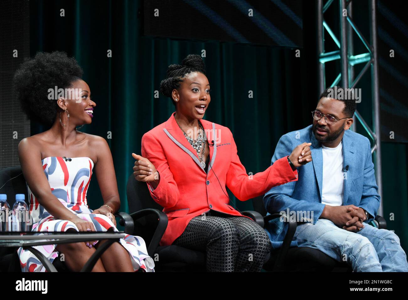 Actors Teyonah Parris, Erica Ash and Mike Epps speak onstage during the ...