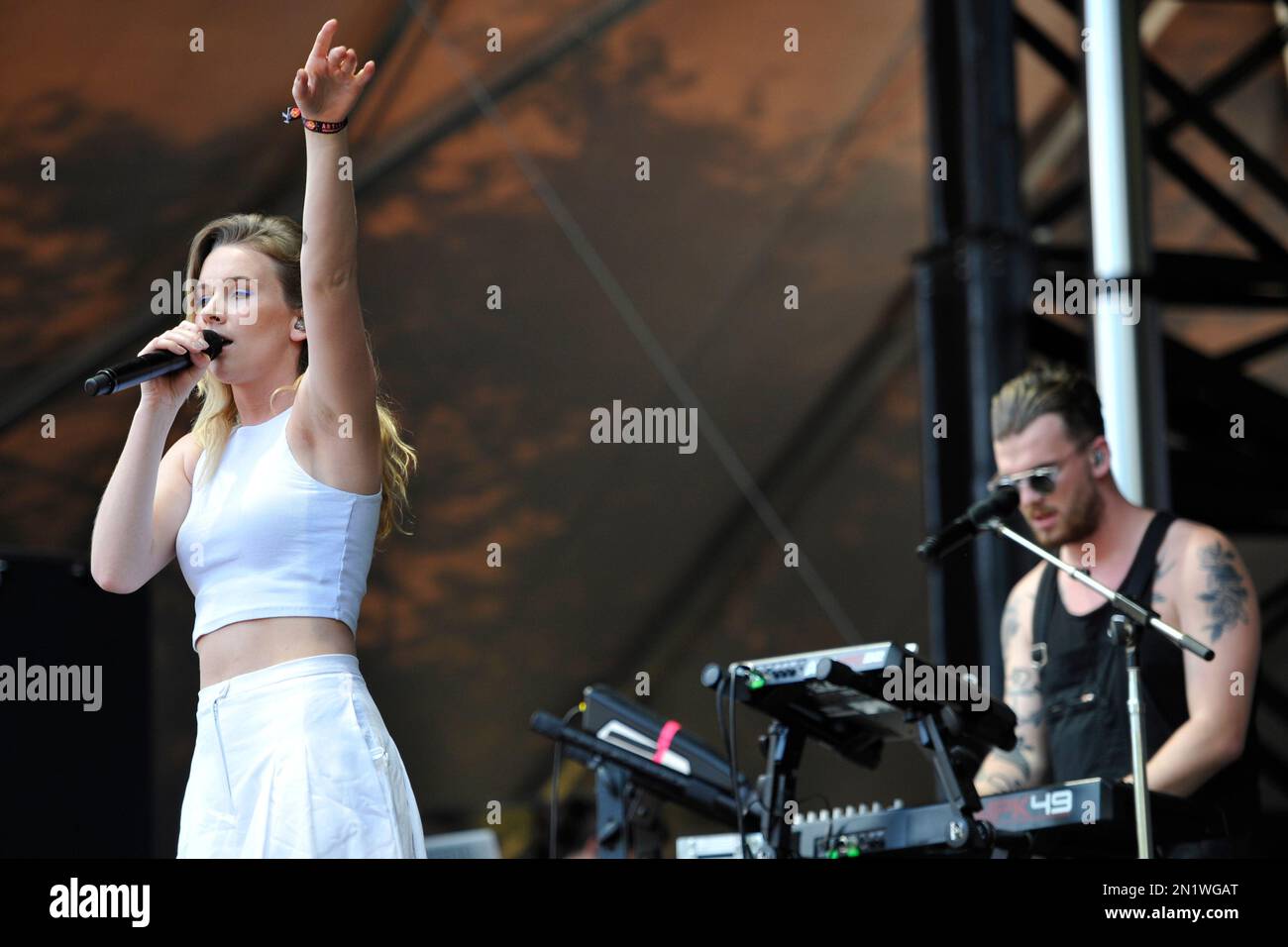 Georgia Nott and Caleb Nott of Broods seen at Lollapalooza at Grant ...