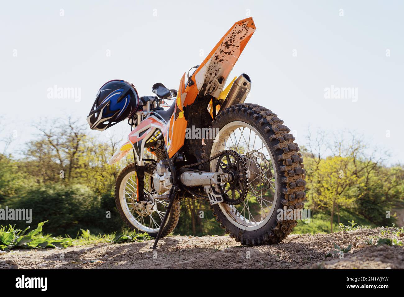 Rear view of a motocross bike enduro Stock Photo - Alamy