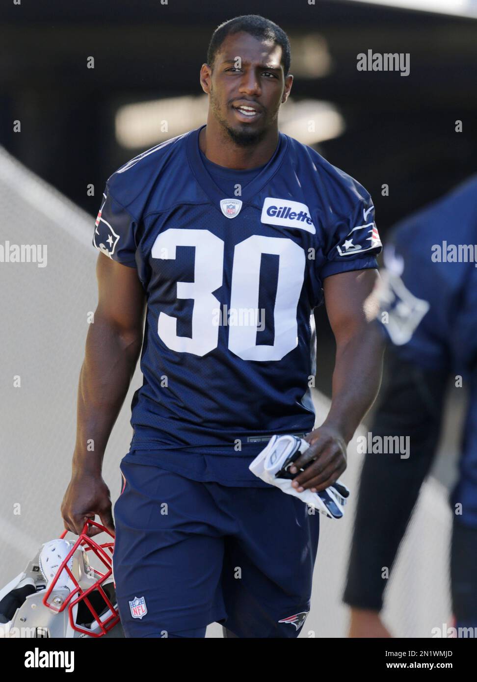 New England Patriots strong safety Duron Harmon heads to the practice field during an NFL ...