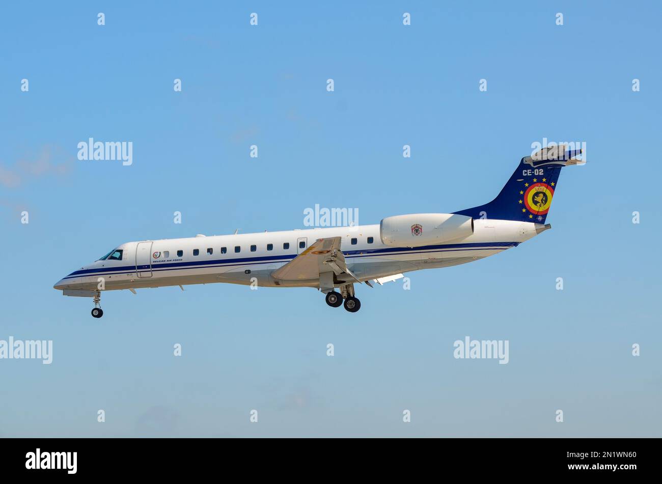 Embraer ERJ-135LR jet plane CE-02 of the Belgian Air Force landing at ...
