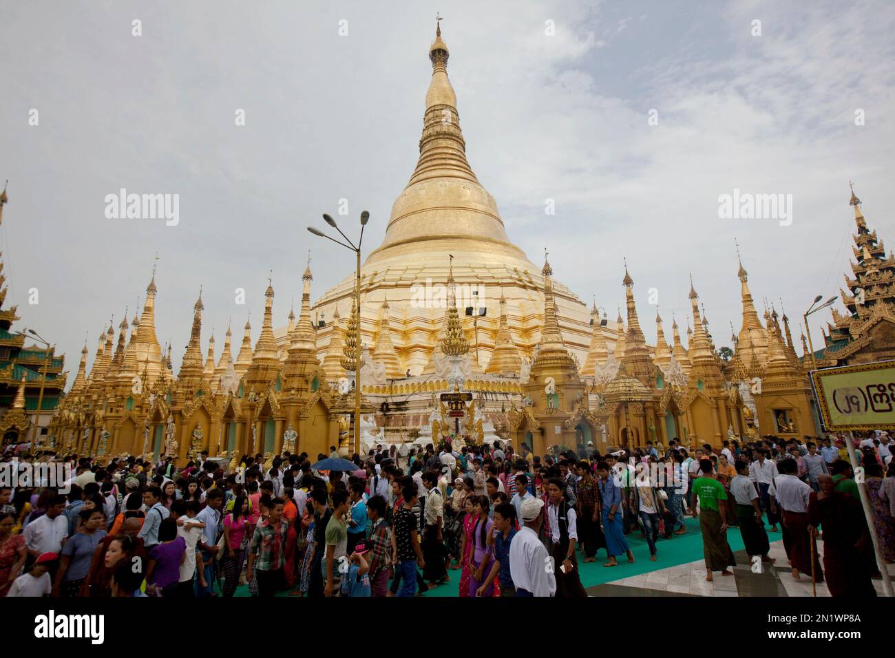 Buddhist devotees visit Myanmar's famous Shwedagon Pagoda during the ...