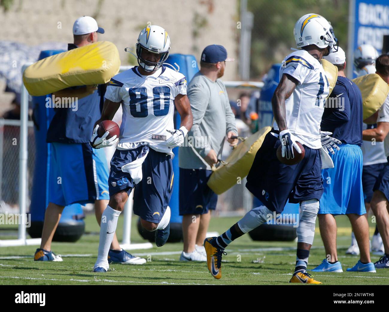 San Diego Chargers wide receiver Malcom Floyd runs through blocking ...
