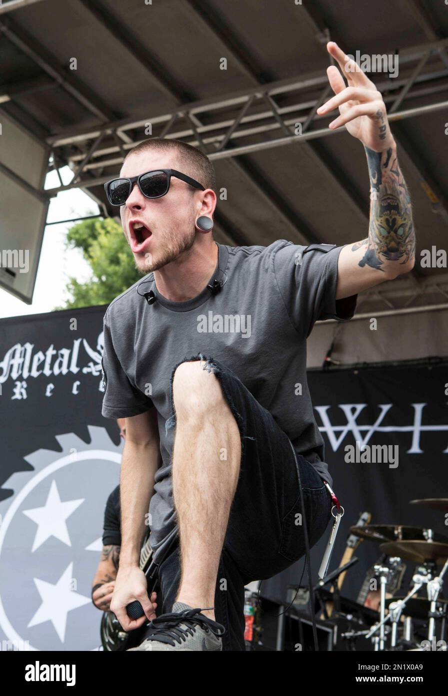 Phil Bozeman with Whitechapel performs during the Rockstar Energy Drink Mayhem Festival 2015 at ...
