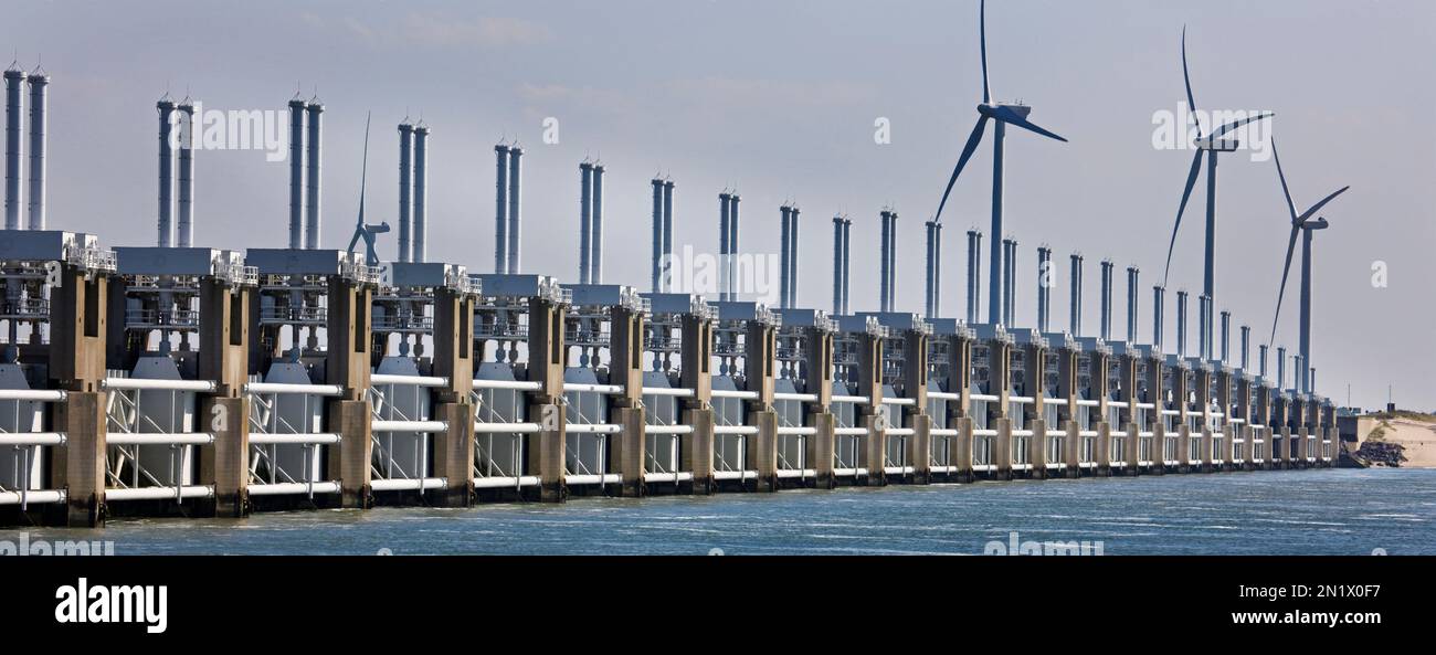Storm flood barrier / Oosterscheldekering / Eastern Scheldt storm surge ...