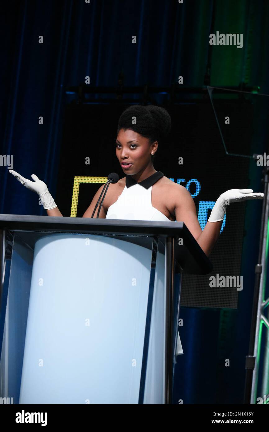 Veterinary school graduate Aziza Glass speaks onstage during the "Vet ...