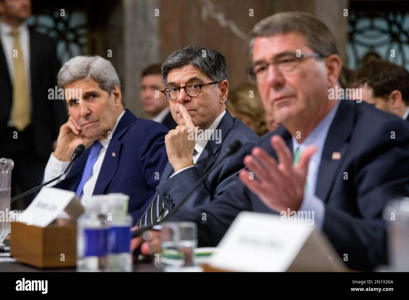 Secretary of State John Kerry, left, and Treasury Secretary Jacob Lew ...