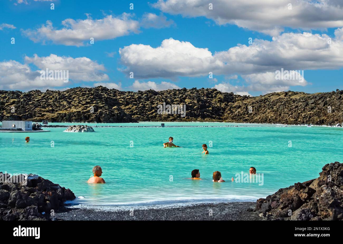 Blue Lagoon Grindavik, Iceland - July 9. 2008: People relaxing in ...