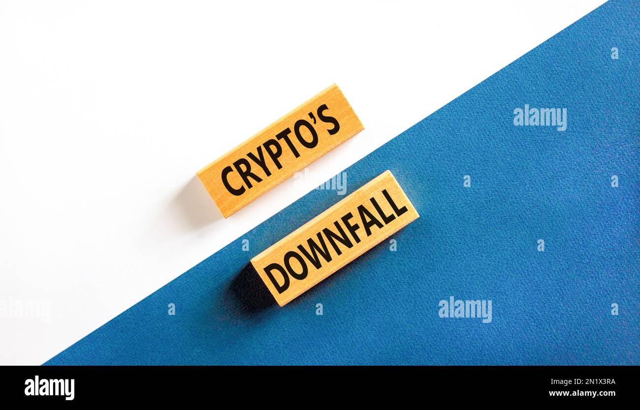 Crypto downfall symbol. Concept words Cryptos downfall on wooden blocks ...