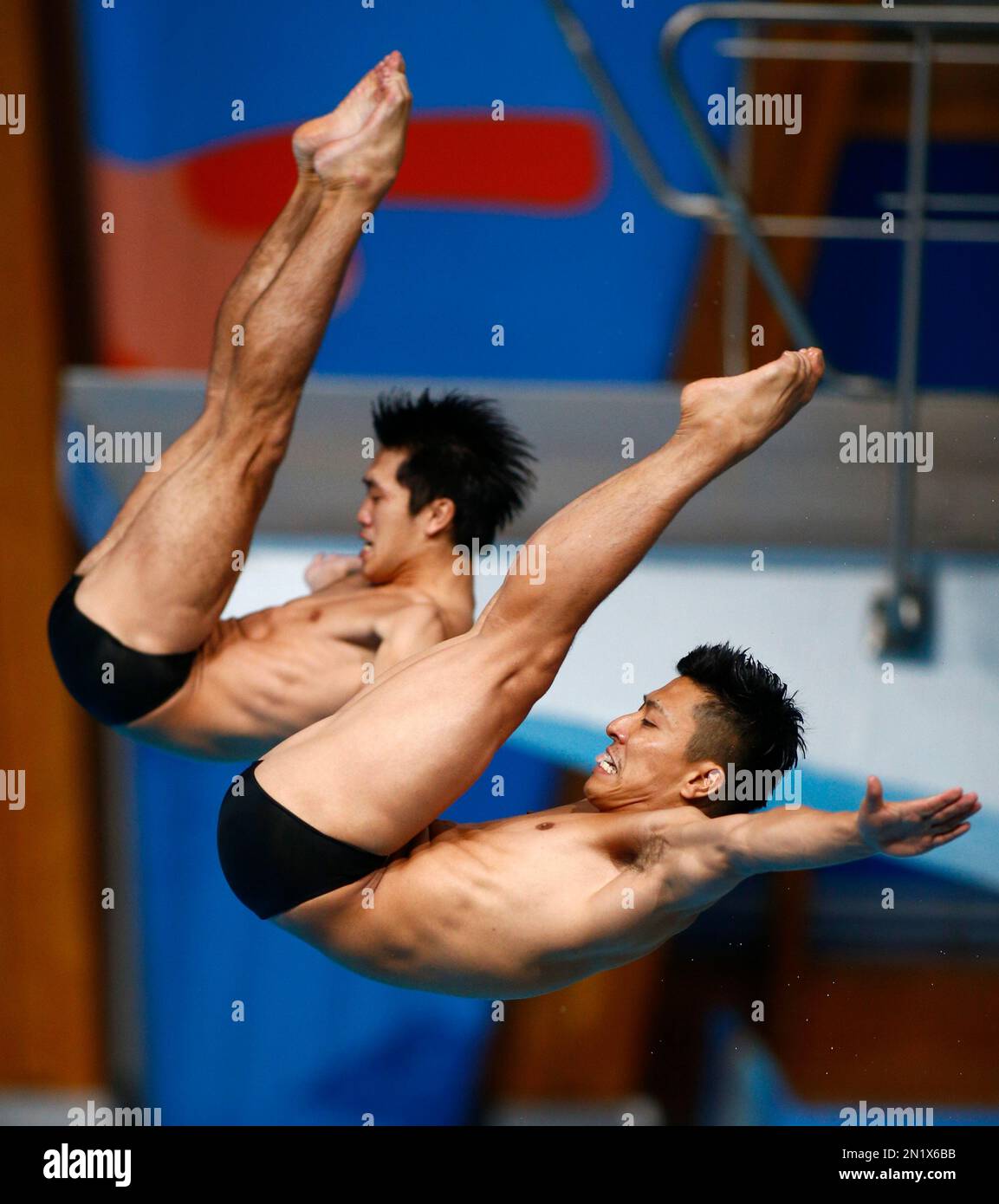 Japan’s Sho Sakai and Ken Terauchi compete during the men's 3m Synchro ...