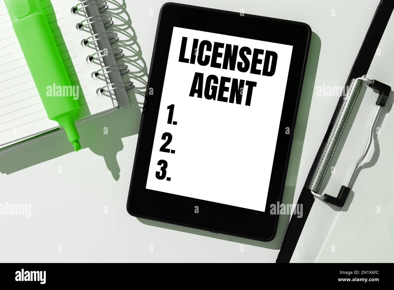 Text caption presenting Licensed Agent. Business concept Authorized and ...