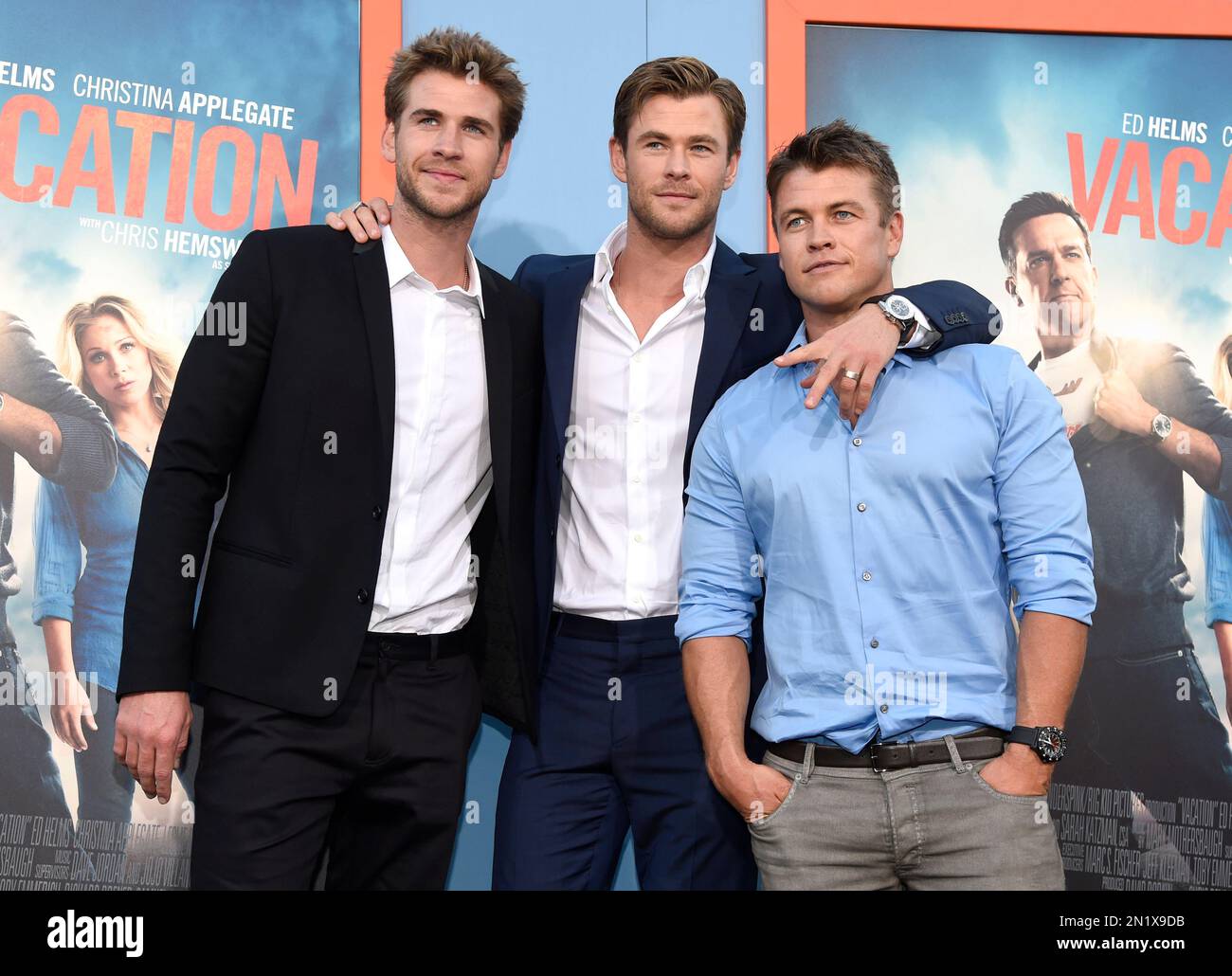 Liam Hemsworth, from left, Chris Hemsworth and Luke Hemsworth arrive at ...