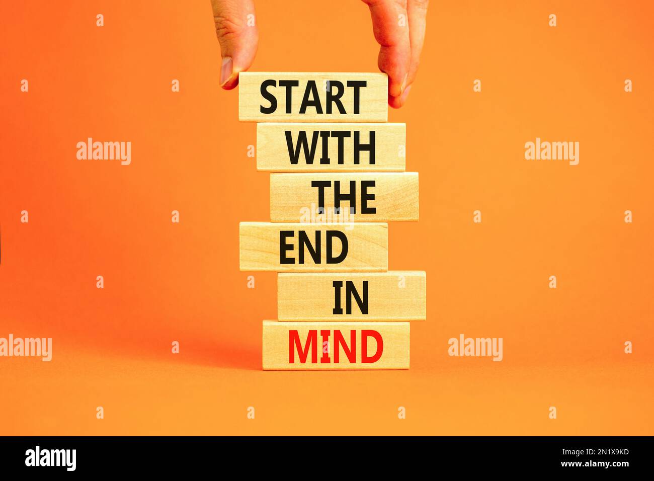 Start in end of mind symbol. Concept words Start with the end in mind ...