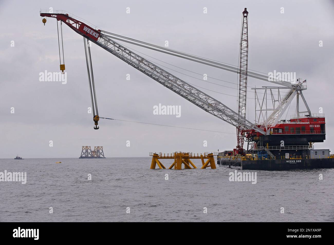 The first foundation jacket installed by Deepwater Wind in the nation's ...