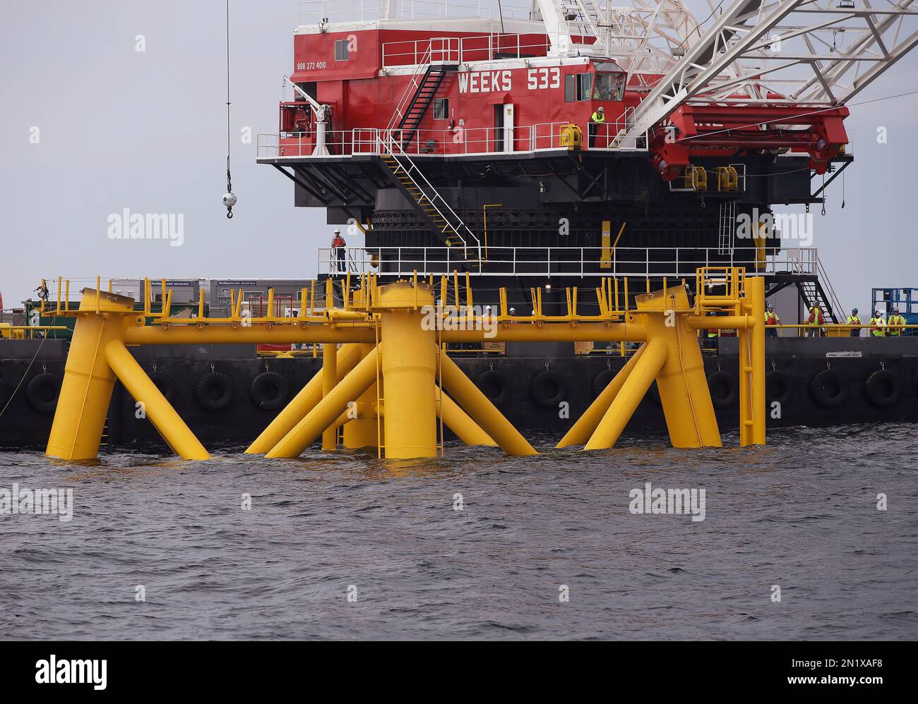The first foundation jacket installed by Deepwater Wind in the nation's ...