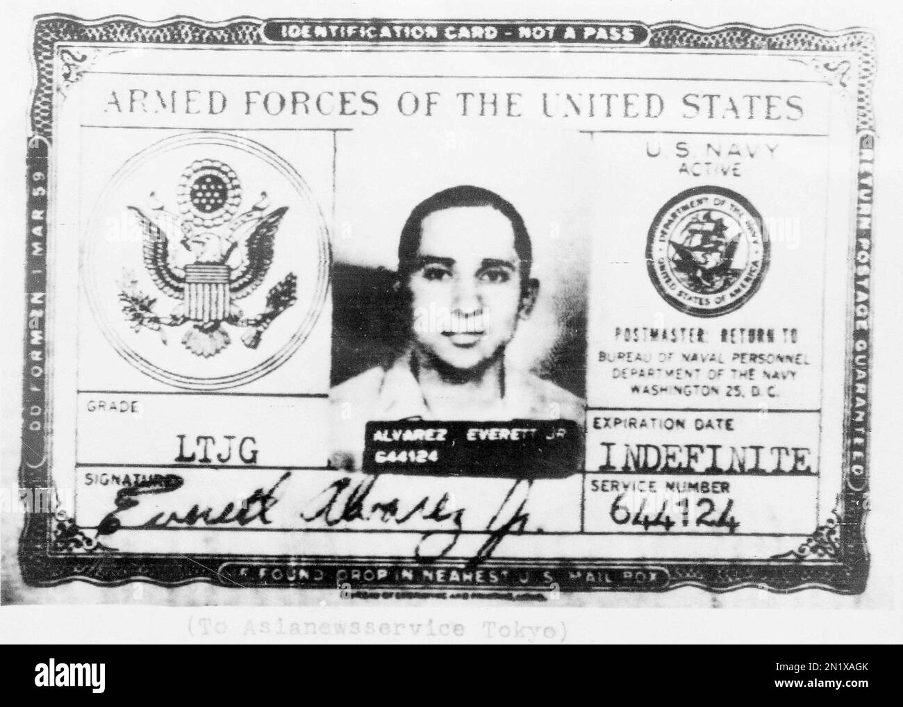 The identification card of Lt. Cmdr. Everett Alvarez is shown after the ...