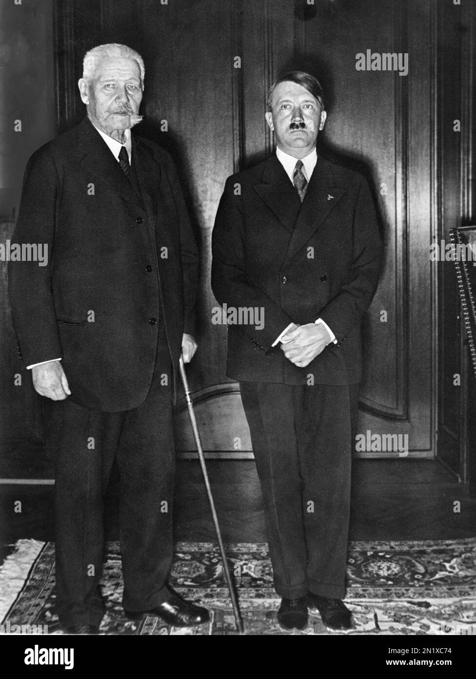 German Reichs Chancellor Adolf Hitler, left, poses with President Paul ...
