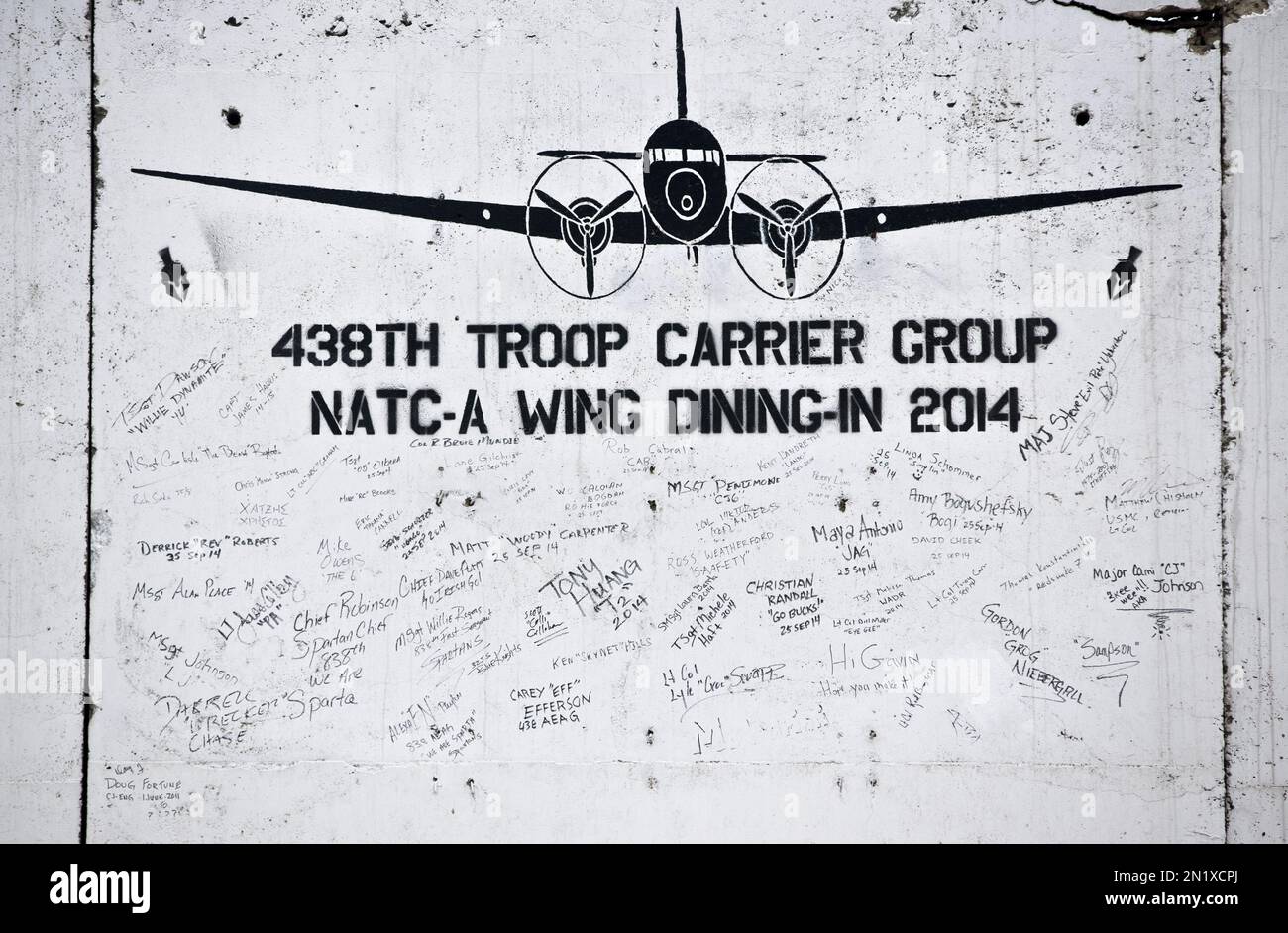 An air force sign is painted on a wall in FOB Oqab, in Kabul ...