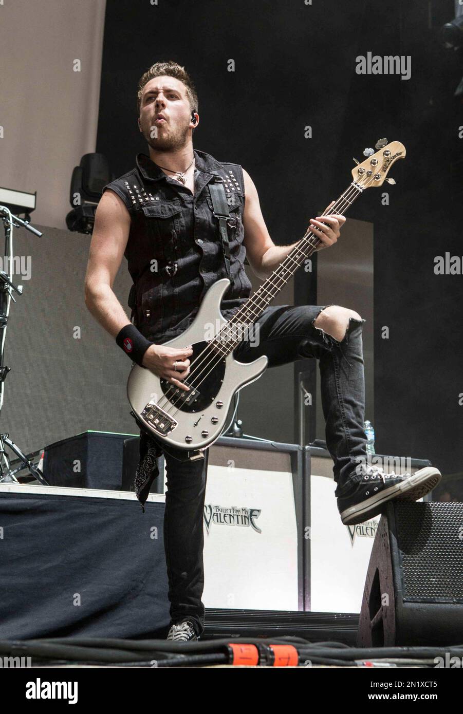Jamie Mathias with Bullet for My Valentine performs during the SLIPKNOT ...