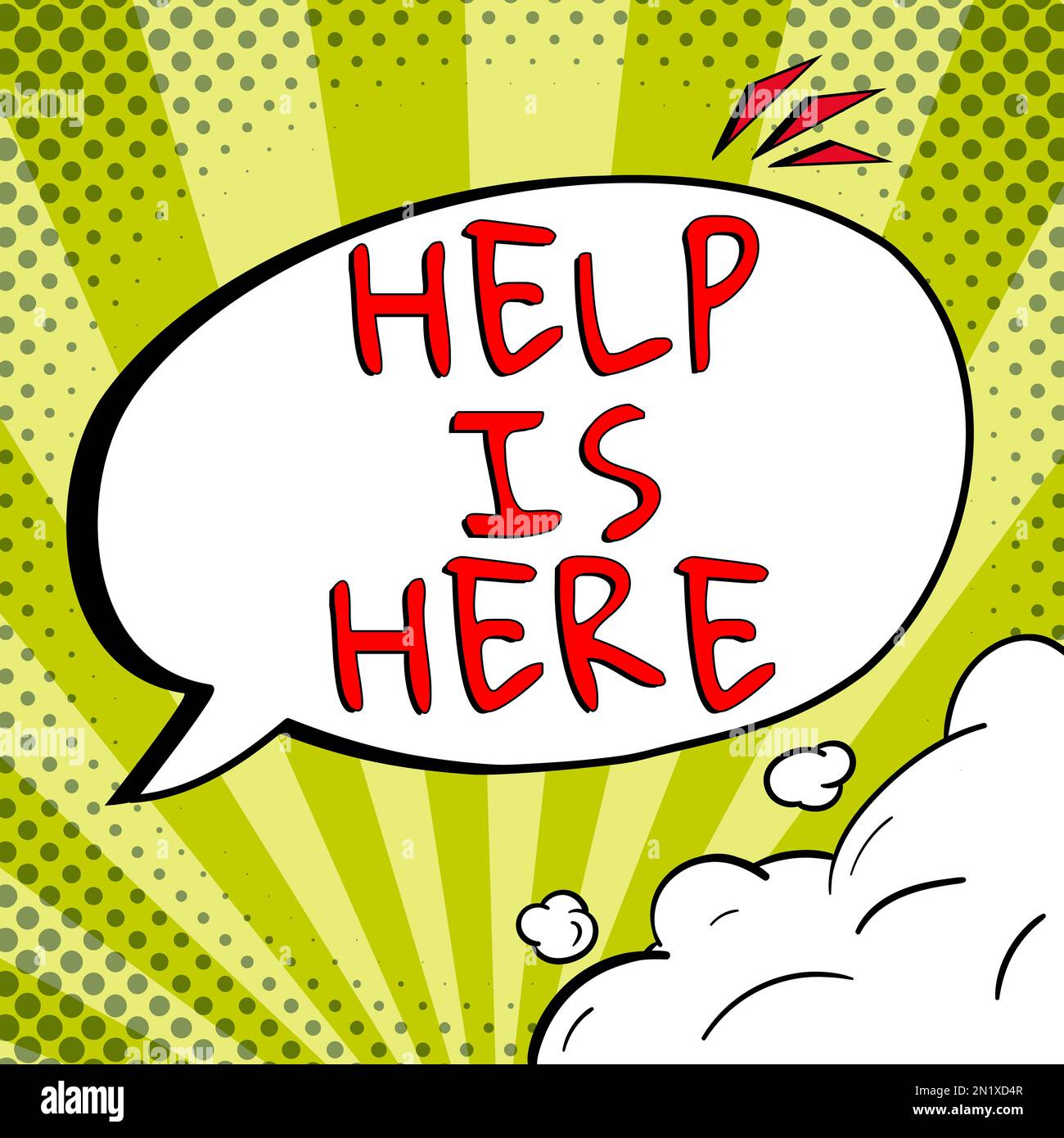 Text caption presenting Help Is Here. Conceptual photo The action of ...