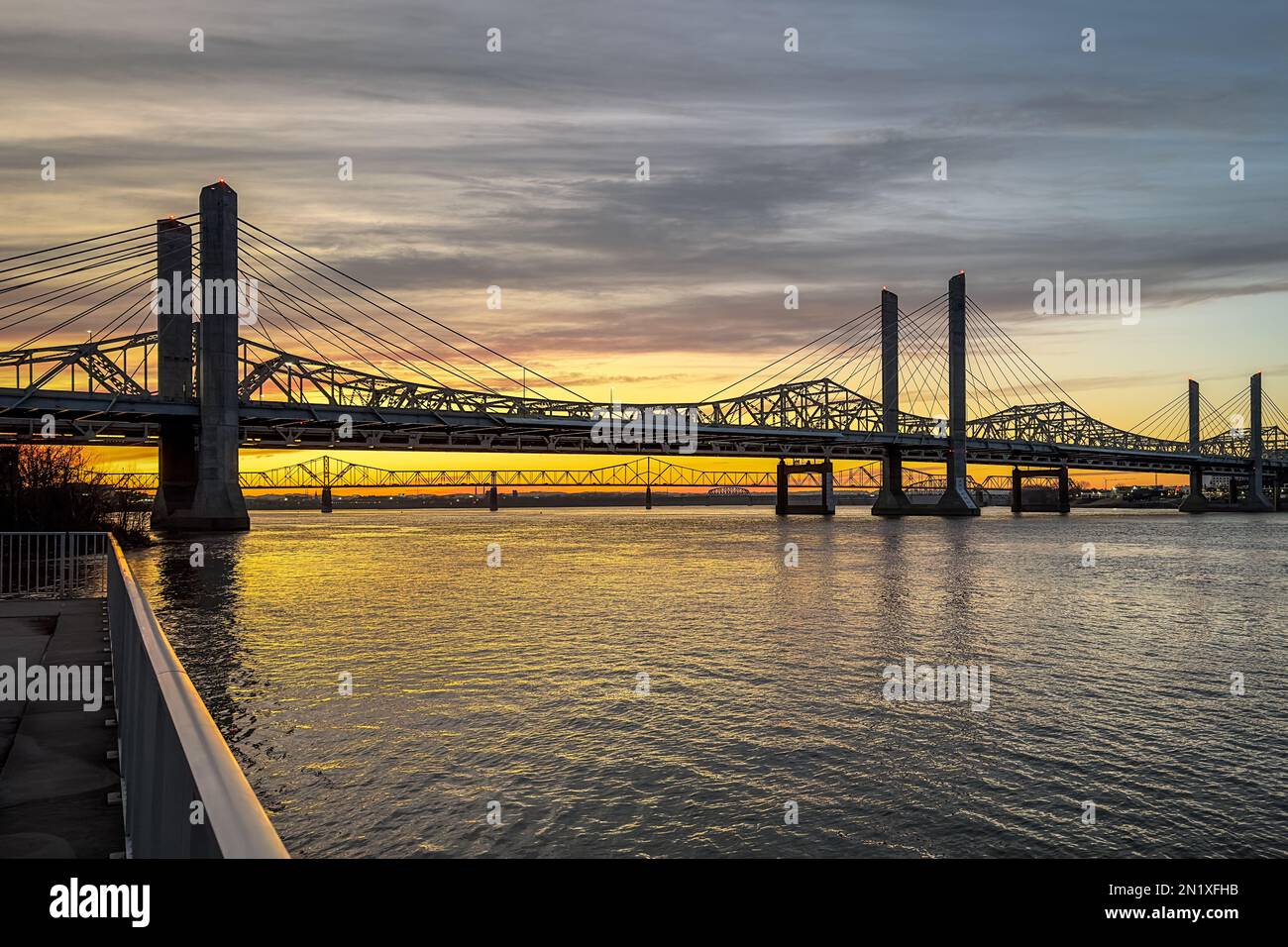John F. Kennedy Bridge and Abraham Lincoln Bridge crossing the Ohio ...