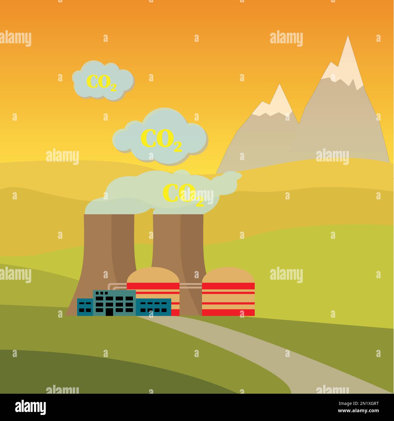Co2 emissions industrial factory Stock Vector Images - Alamy