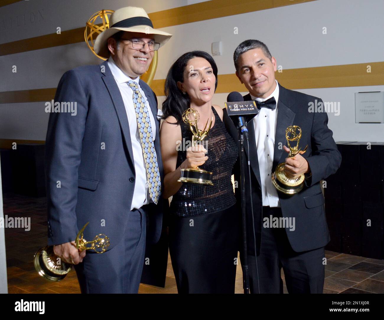 KMEX's Andres Pruna, from left, Gabriela Teissier and Hugo Olguin ...